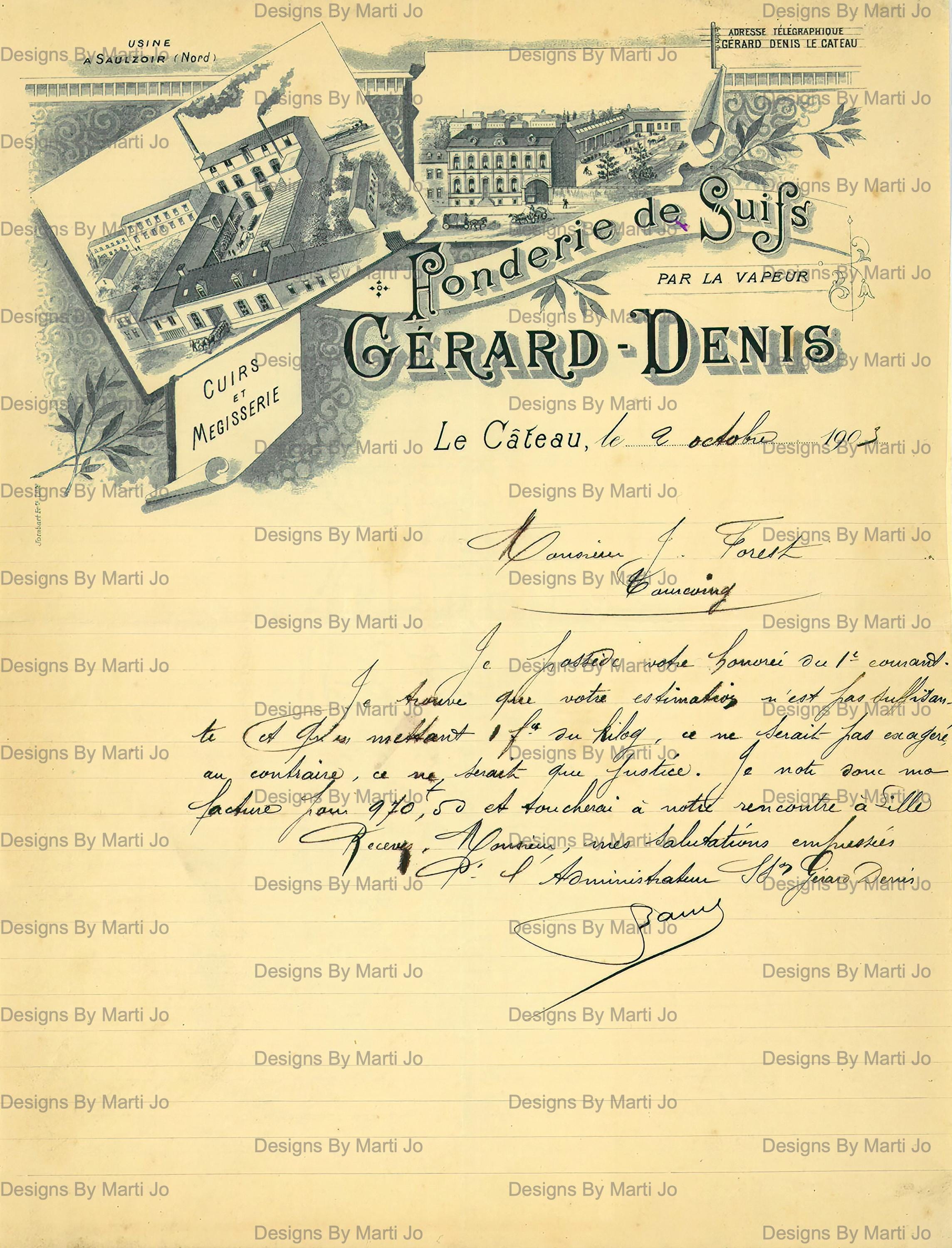 Vintage French Invoices (facture) | 13 Old Business Paperwork Ephemera ...