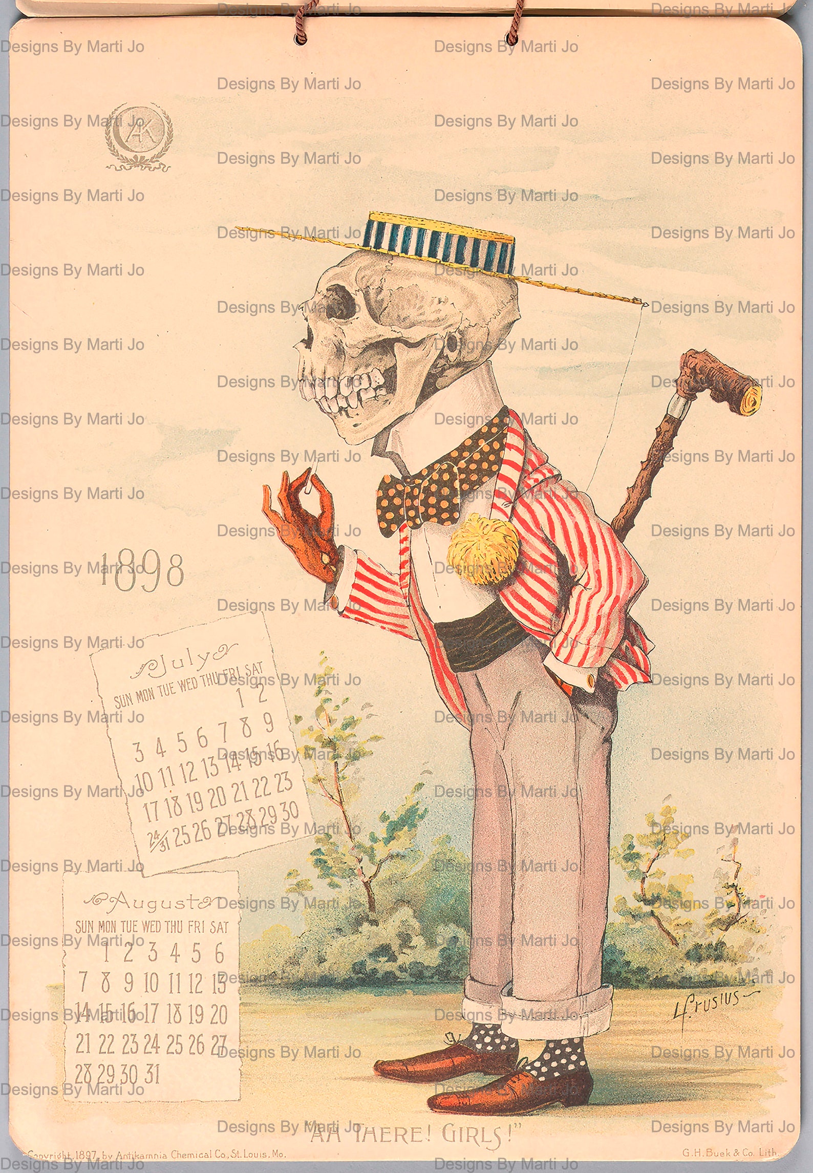 Vintage Skull Calendar Images 19 Antique Antikamnia Drug JPG - Etsy