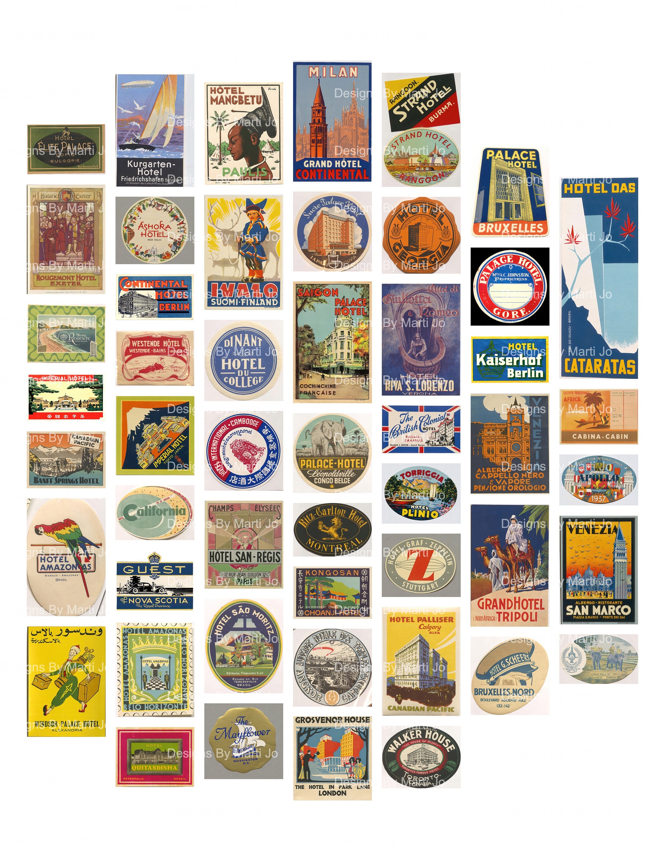 Printable Miniature Vintage Luggage Labels Super Bundle 200 - Etsy