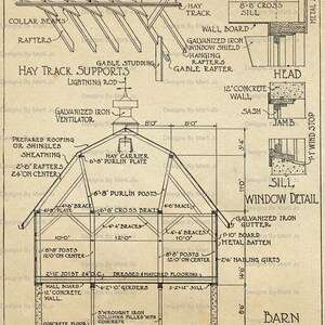 Vintage Barn Architecture Drawings PNG Overlays | 20 Vintage ...
