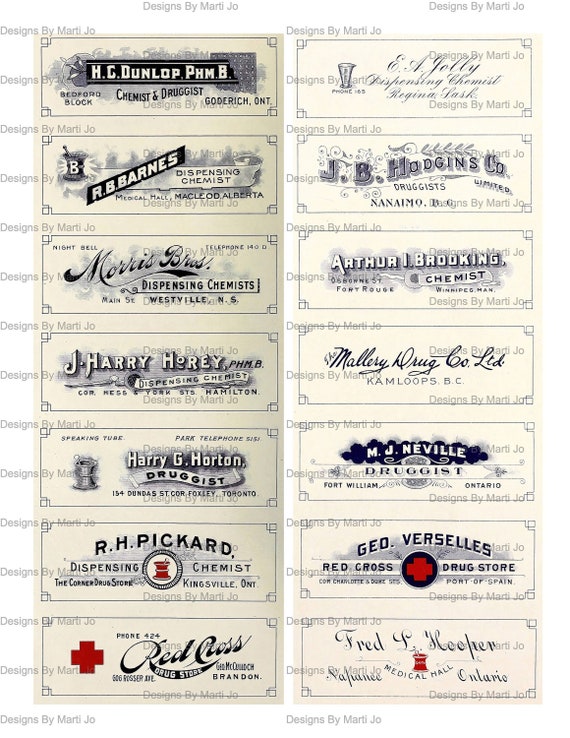 Vintage Pharmacy Labels 28 Printable Vintage Druggist Labels - Etsy