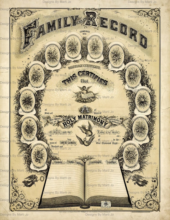 Vintage Family Record Template Antique Family Record Poster - Etsy