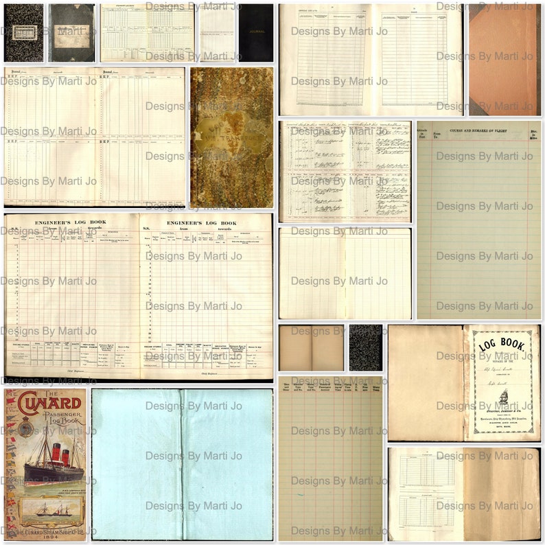 20 Vintage Printable Log Book and Journal JPG Pages Vintage - Etsy