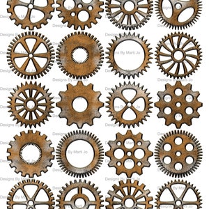 Vintage Gears | 20 Steampunk Style Gears in 5 Different Styles | VC144 ...