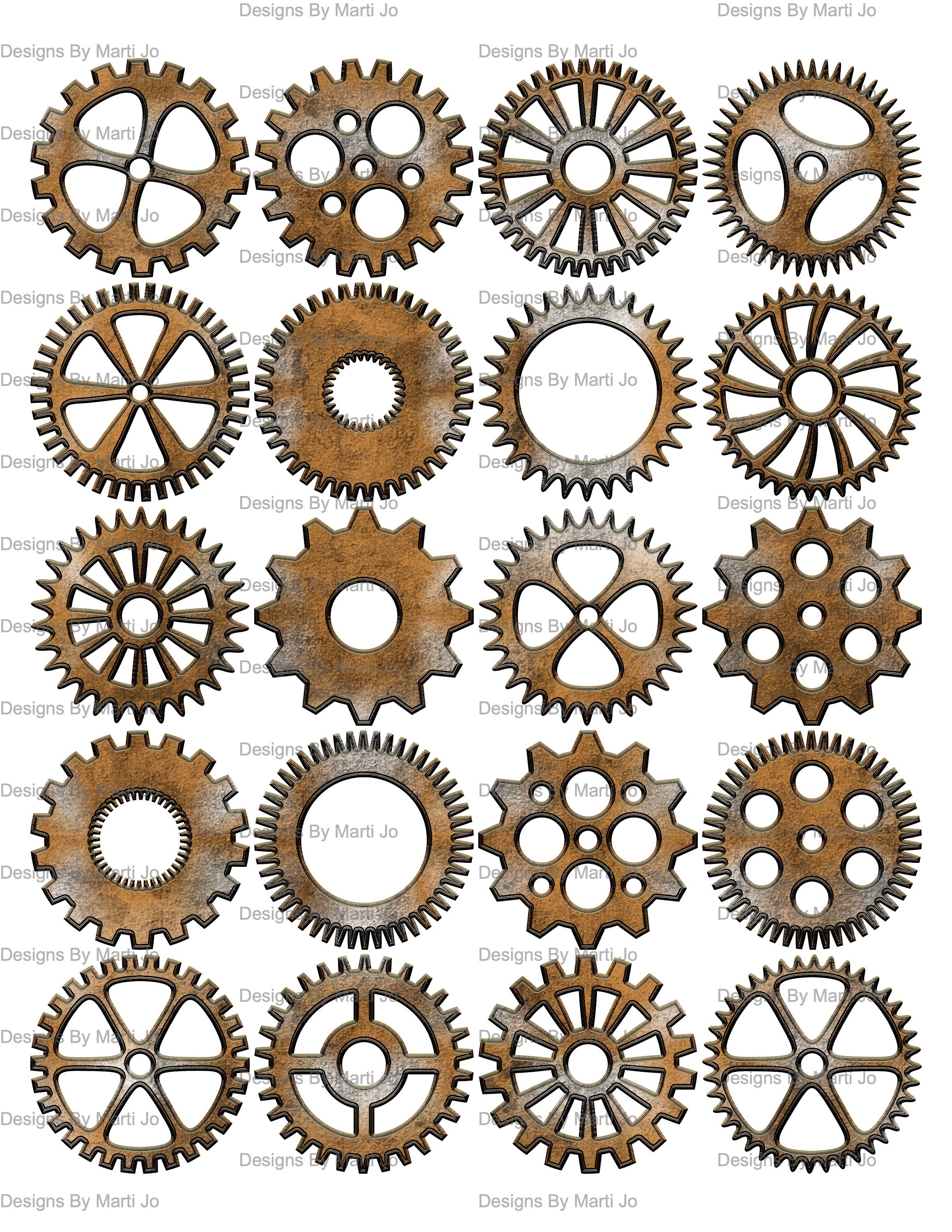 Vintage Gears | 20 Steampunk Style Gears in 5 Different Styles | VC144 ...