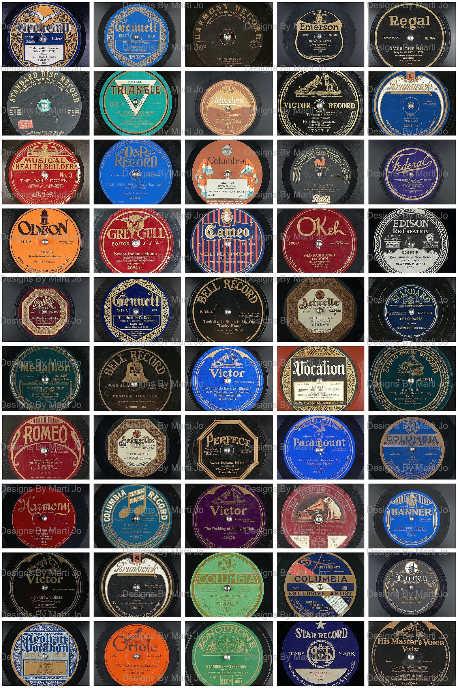 Vintage Vinyl Record Label Clipart Printable Vintage Music - Etsy
