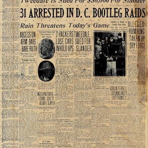 Vintage Newspaper Prohibition Front Page True Crime Journal Pages | 10 ...