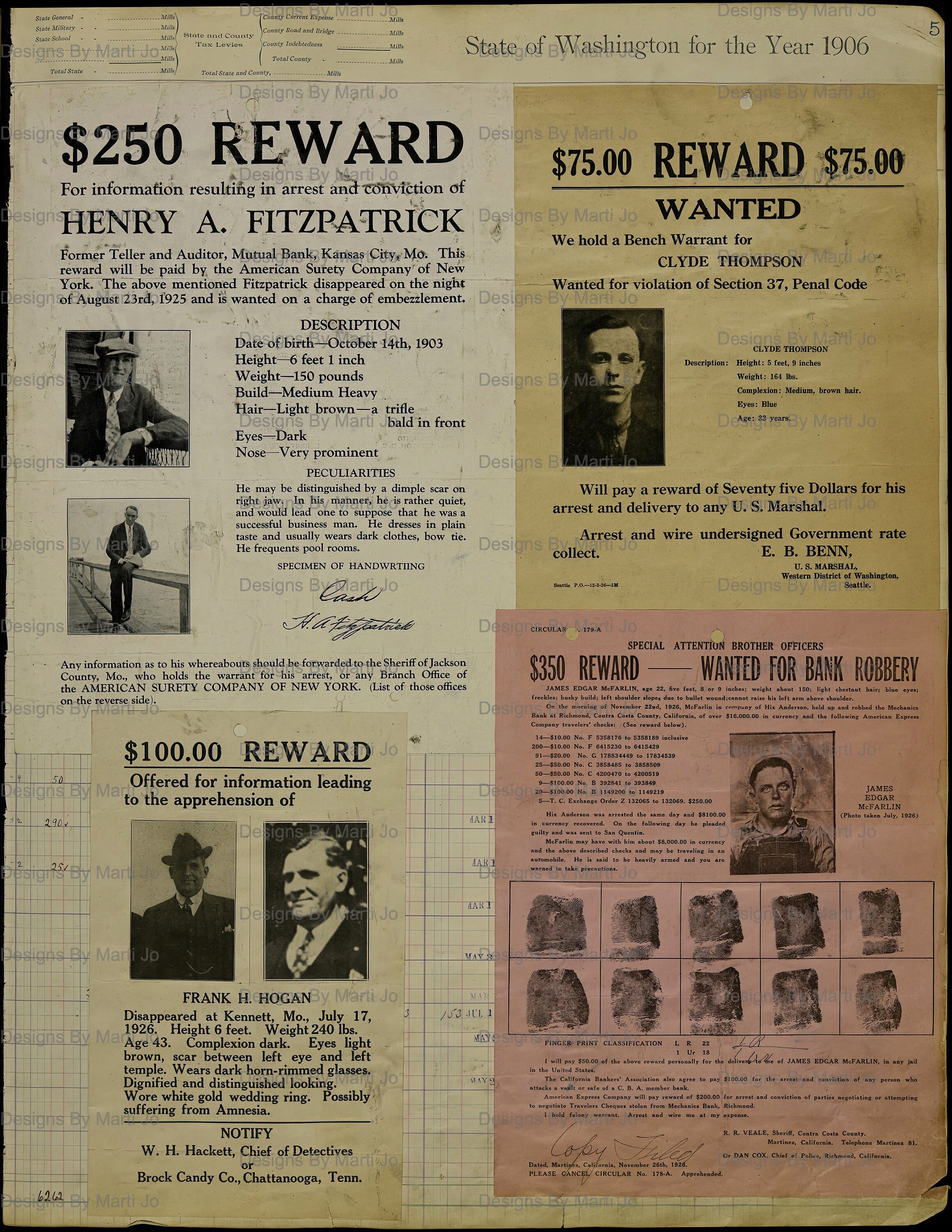 Vintage 1906 Wanted / Reward Poster Scrapbook Pages 30 - Etsy