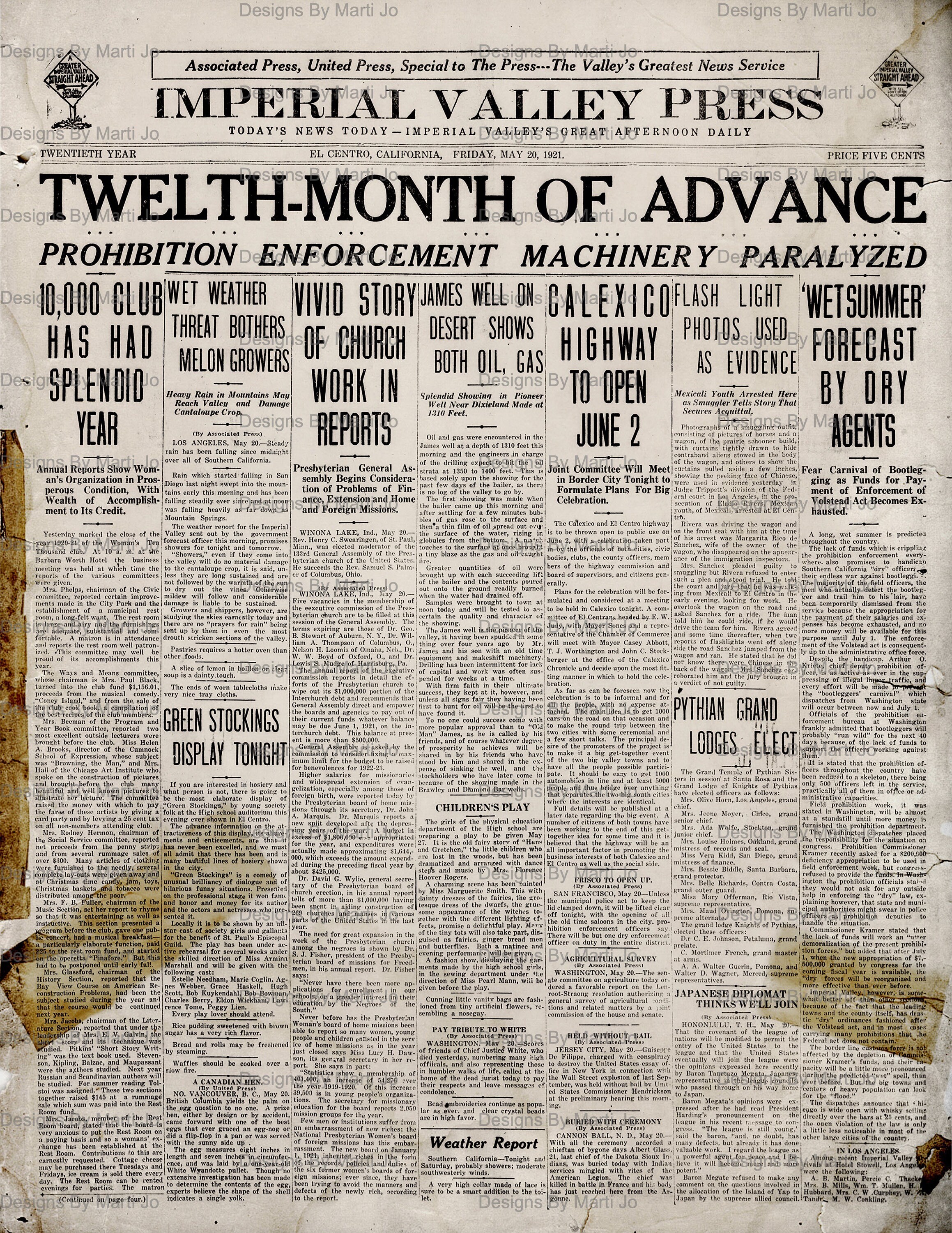 Vintage Newspaper Prohibition Front Page True Crime Journal Pages | 10 ...