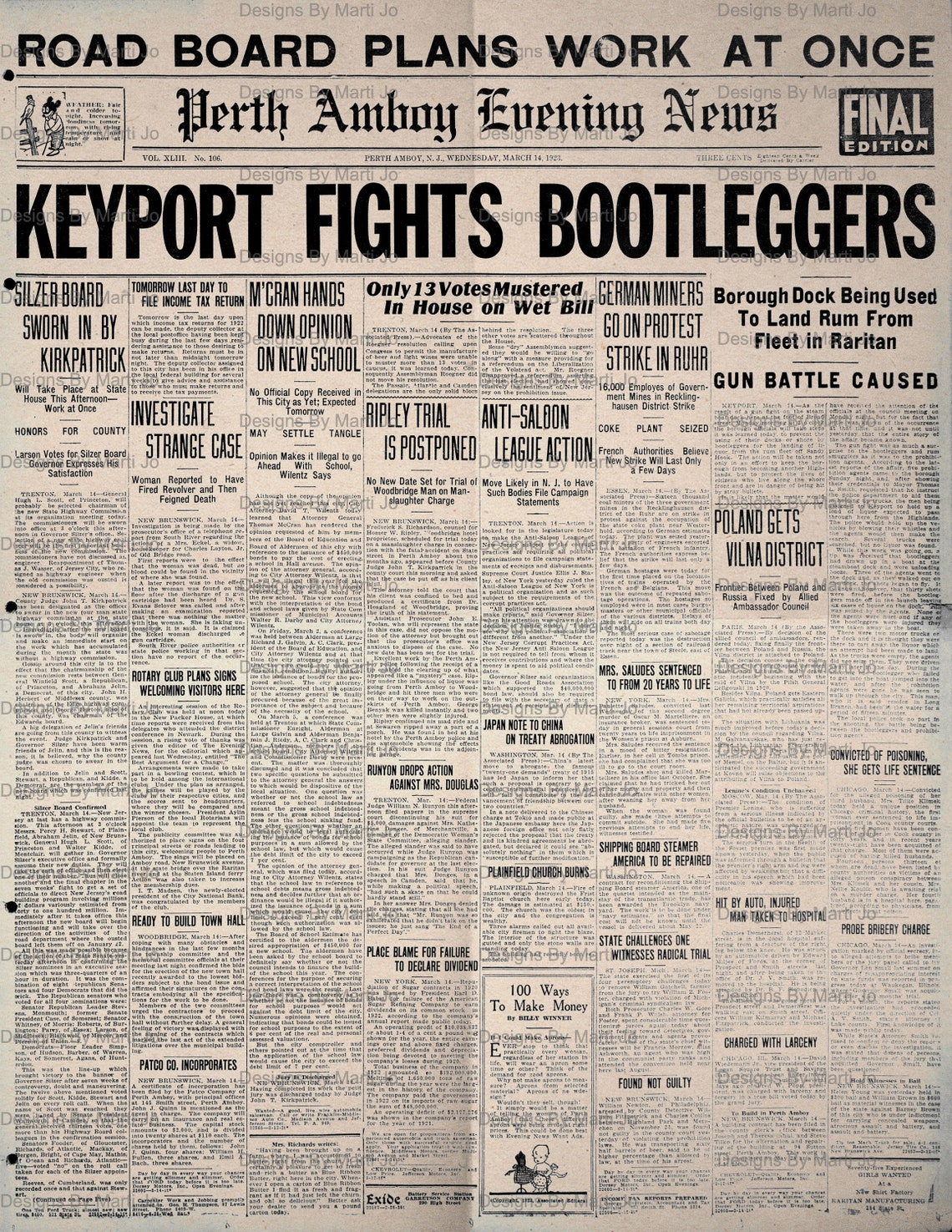 Vintage Newspaper Prohibition Front Page True Crime Journal Pages | 10 ...
