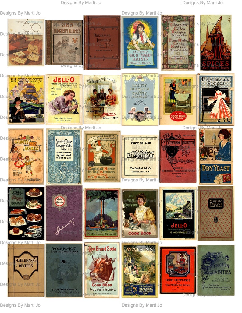 Vintage Cookbook Covers | 60 Vintage Covers on Two 8.5 X 11 JPG and PDF ...