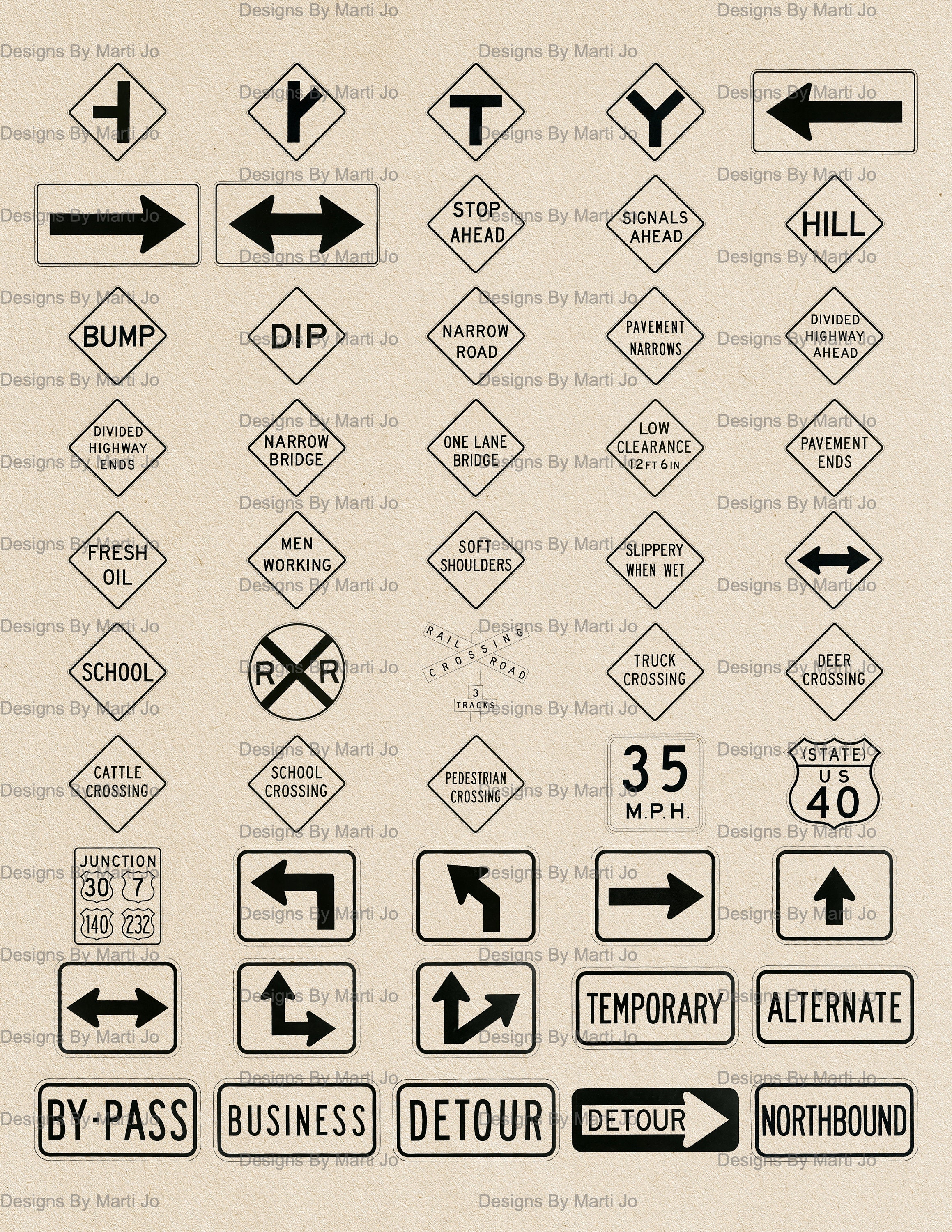 100 Vintage US Traffic Signs From 1948 | Antique Street Signs PNG ...