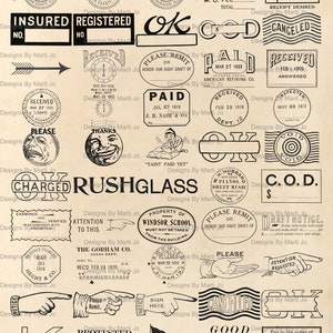 Vintage Rubber Stamp Overlays MEGA BUNDLE | 200 Individual PNG Business ...