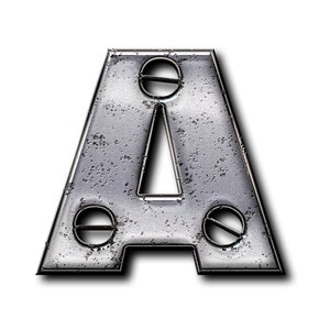 Metal Plate Letters Digital Clipart | Printable Distressed Chrome Metal ...