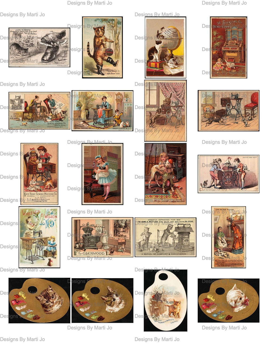 80 Vintage Cat Trade Cards Printable Antique Kitty Trade - Etsy