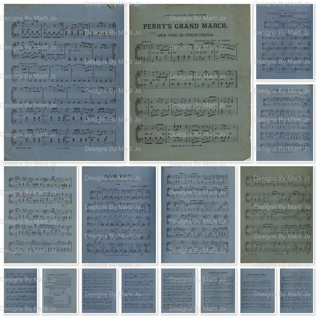 Vintage Music Sheets 16 Printable Music Scores Digital JPG Pages ...