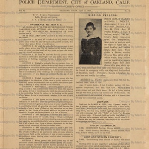1919 Weekly Police Bulletin JPG Pages | Oakland, CA Crime News Paper ...