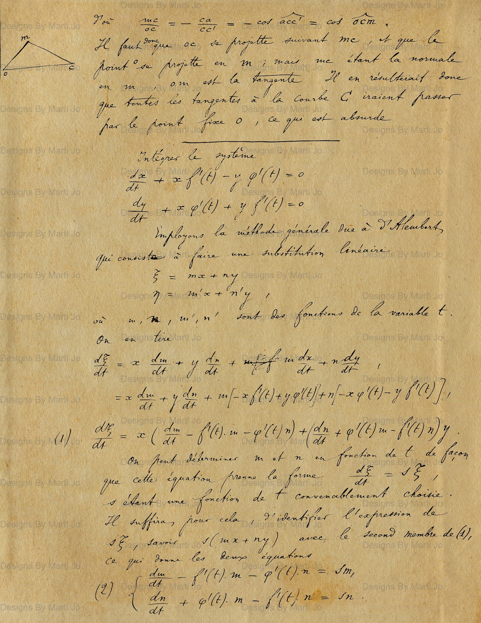 Vintage French Math Notes Overlays | 10 Mathematics Formulas Junk ...