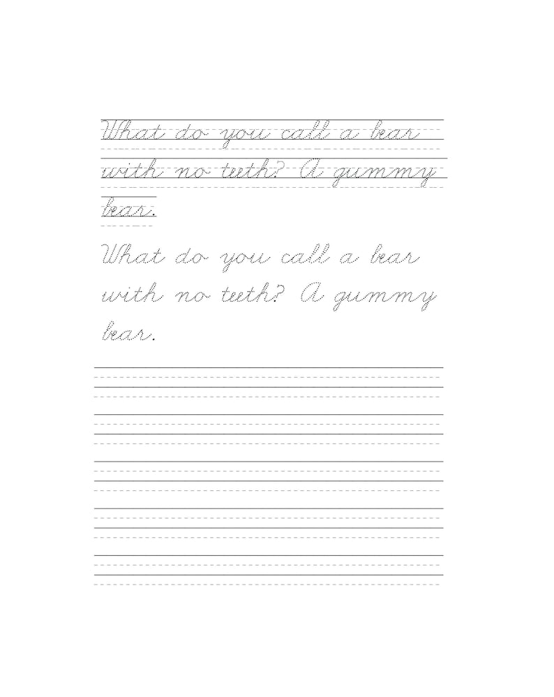 Cursive Sentences Tracing Pages | Handwriting Print and Trace ...