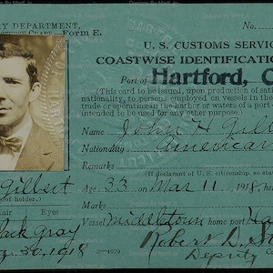 Vintage U.S. Customs Coastwise Identity Cards Set 1 | 50 Printable ...