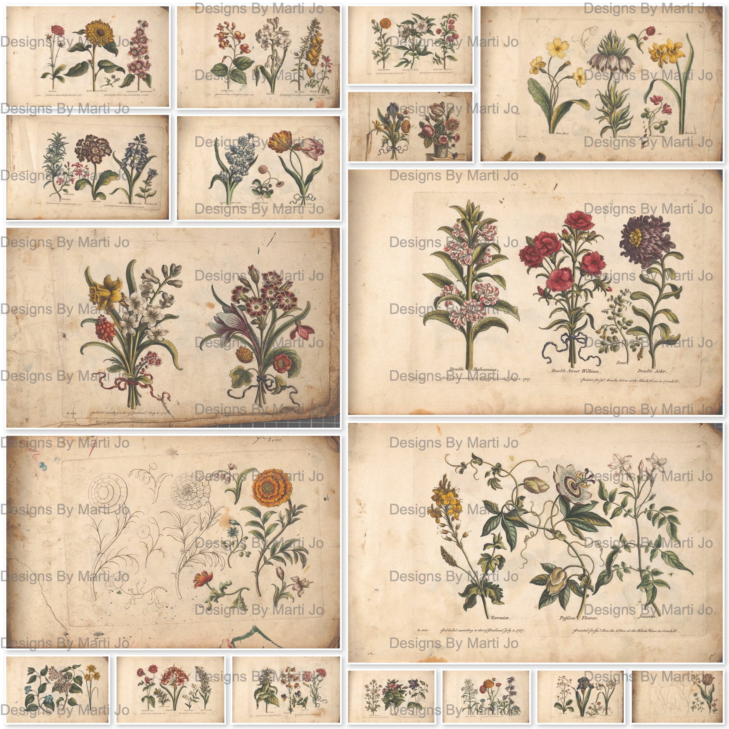 Vintage Floral Shabby Chic Paper 18 Printable Antique Flower - Etsy