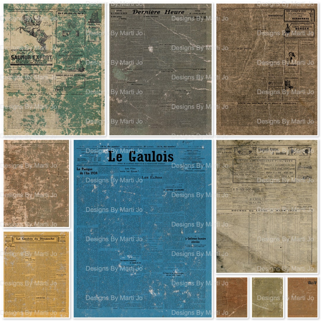 Vintage French Digital Newspaper Set 1 | 10 Junk Journal Digital ...