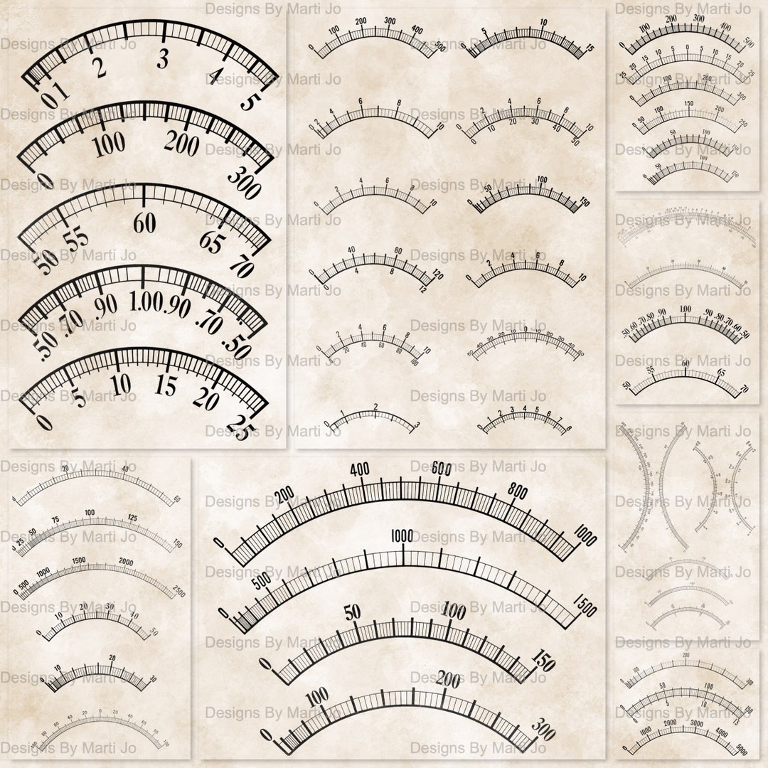 Printable Vintage Analog Gauge Markings | Antique Vintage Meter JPG and ...