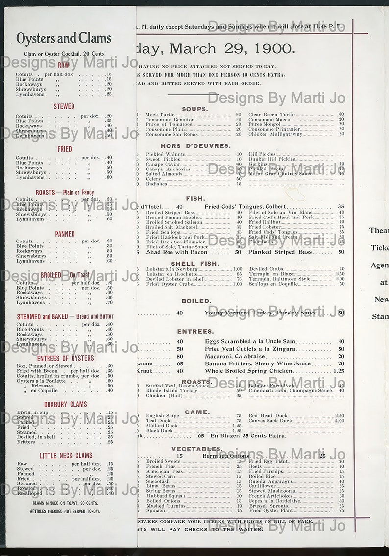 30 Vintage Menu JPG Pages | Printable Antique Restaurant Old Menus ...