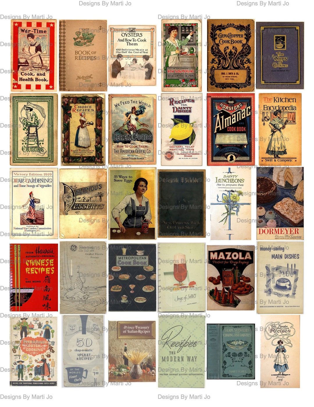 Vintage Cookbook Covers | 60 Vintage Covers on Two 8.5 X 11 JPG and PDF ...