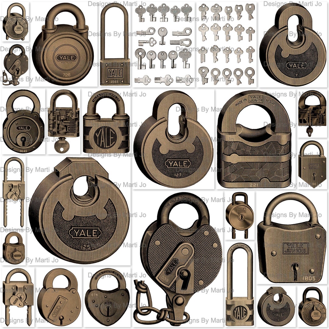Printable Vintage Locks and Keys | Vintage Lock and Key Clipart ...