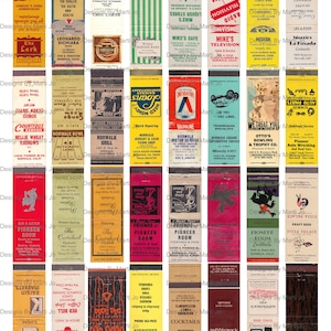 Vintage Match Book Covers | 128 Antique Match Book Covers on Four 8.5 X ...