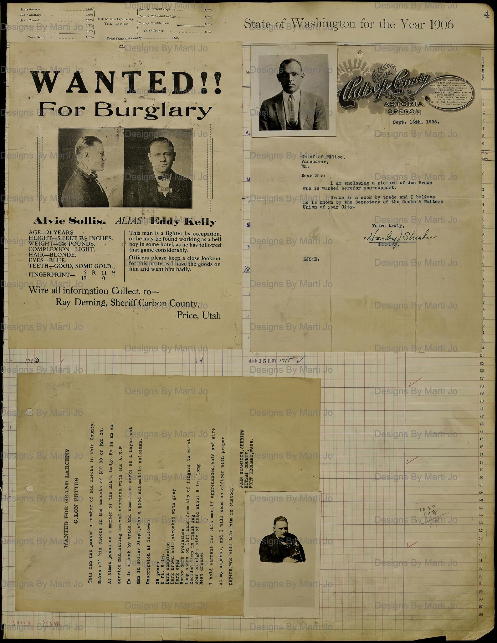 Vintage 1906 Wanted / Reward Poster Scrapbook Pages | 30 Printable 8.5 ...