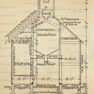 Vintage Barn Architecture Drawings PNG Overlays | 20 Vintage ...