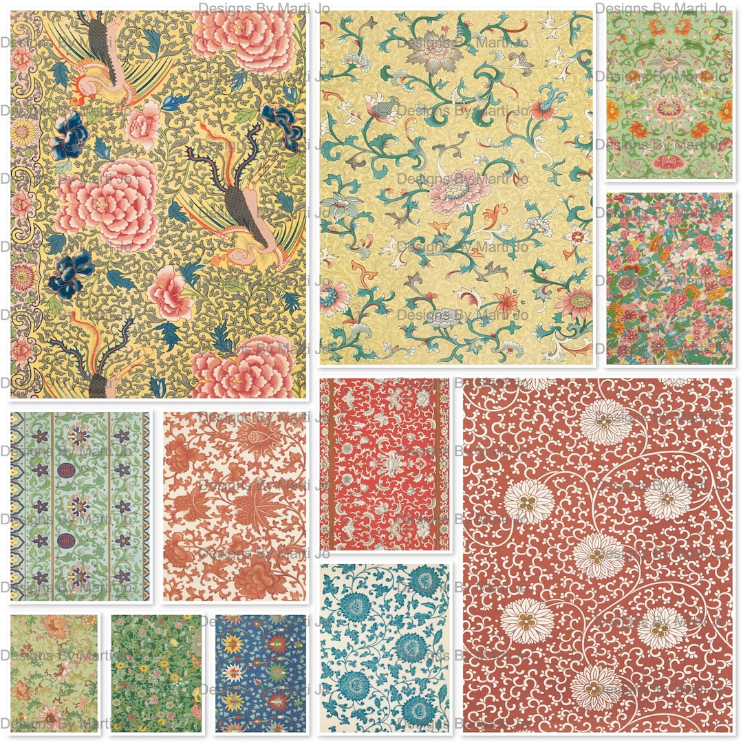 Vintage Chinese Wallpaper Patterns | 12 Printable Antique Asian ...