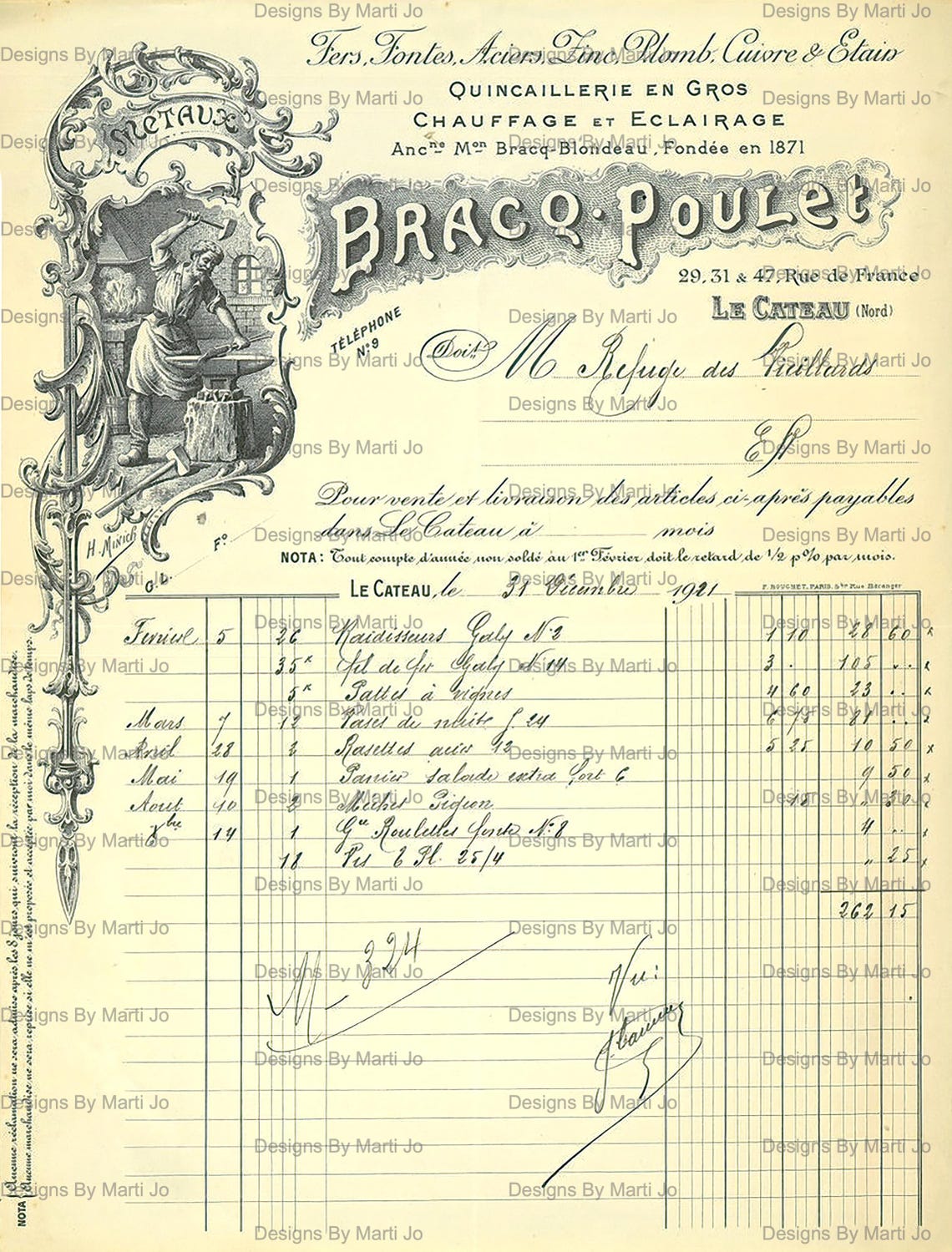 Vintage French Invoices (facture) | 13 Old Business Paperwork Ephemera ...