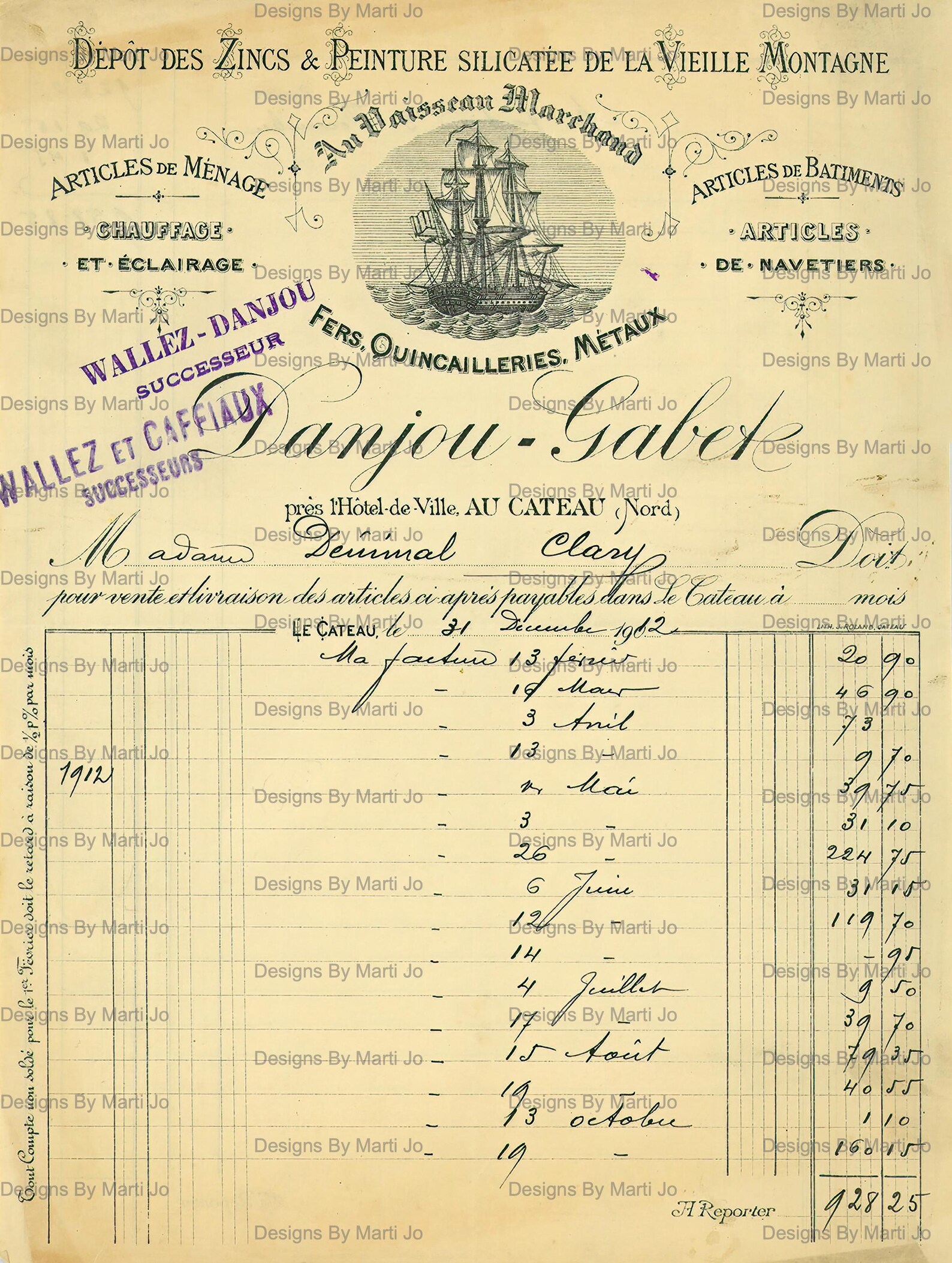 Vintage French Invoices (facture) | 13 Old Business Paperwork Ephemera ...