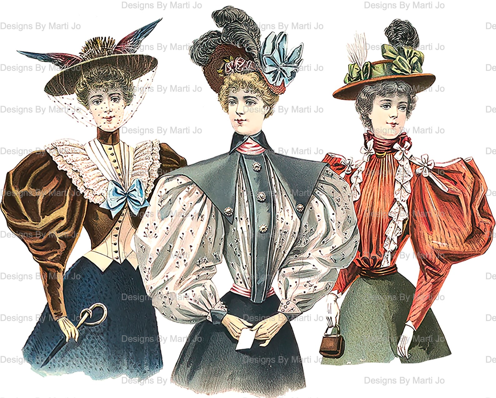Vintage Fussy Cut 1895 Fashion Images 19 Printable Fashion - Etsy