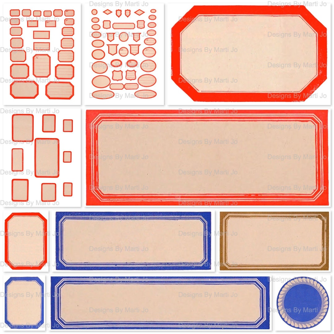 Vintage Blank Label Sheets | Printable Digital PNG Labels | Mailing ...