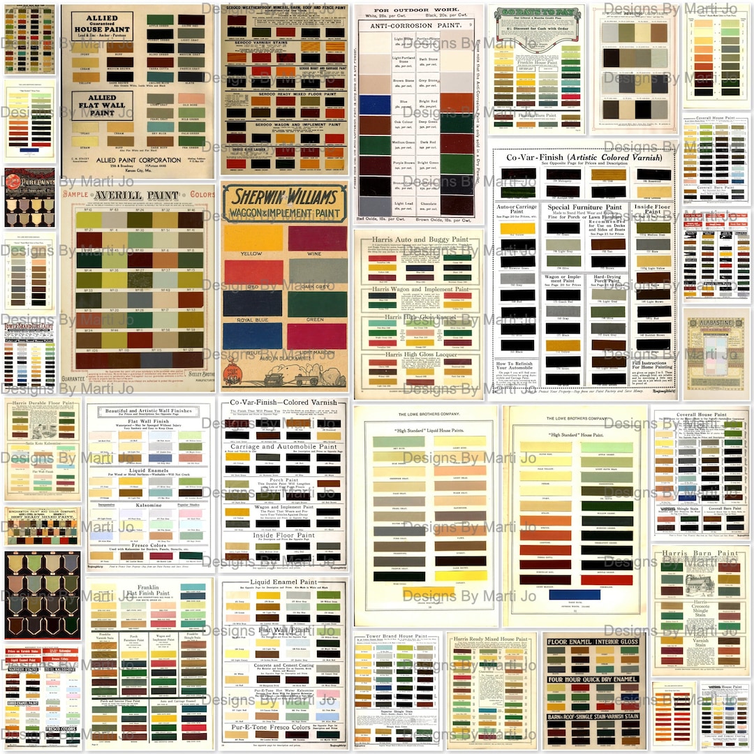 35 Vintage Printable Paint Sample JPG Pages | Colorful Vintage Home ...