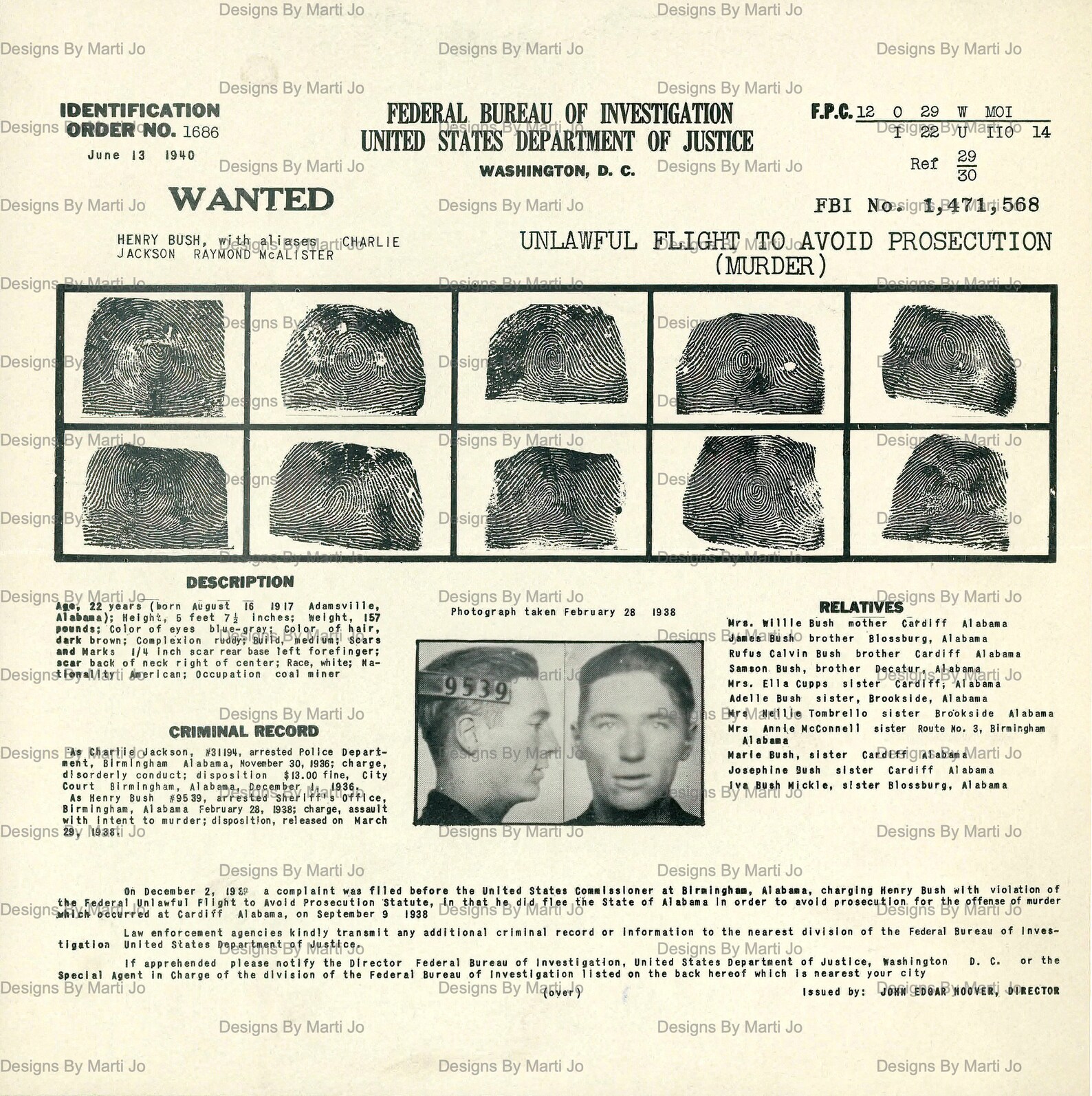 Vintage FBI Most Wanted Posters Set 1 | 35 Printable FBI Post Office ...