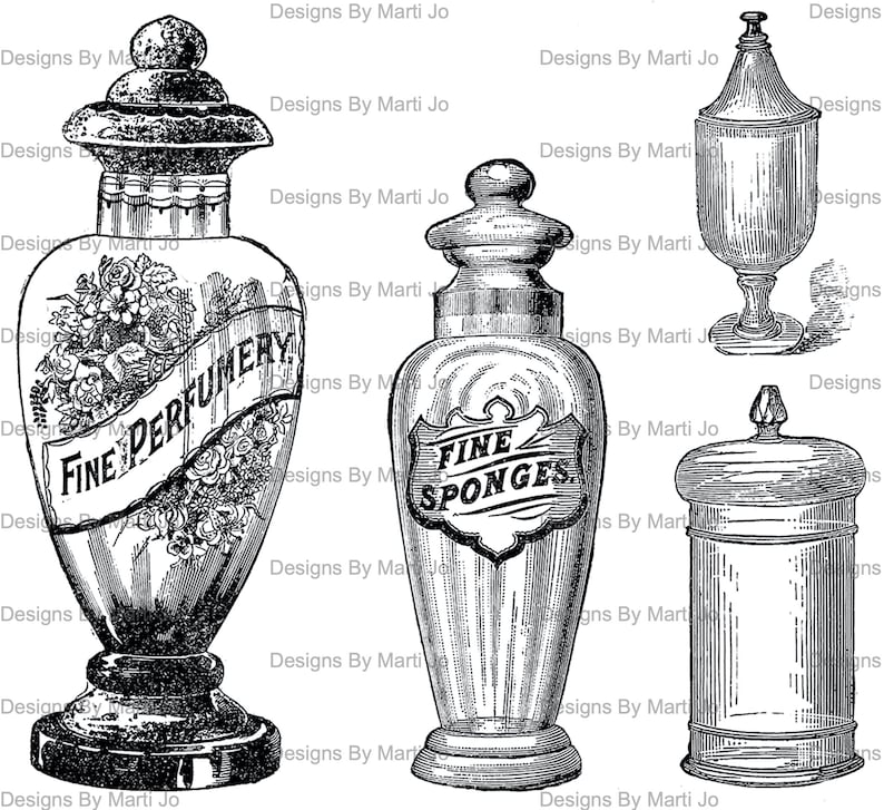 Vintage Old Bottles and Jars Antique Bottle Clipart PNG - Etsy