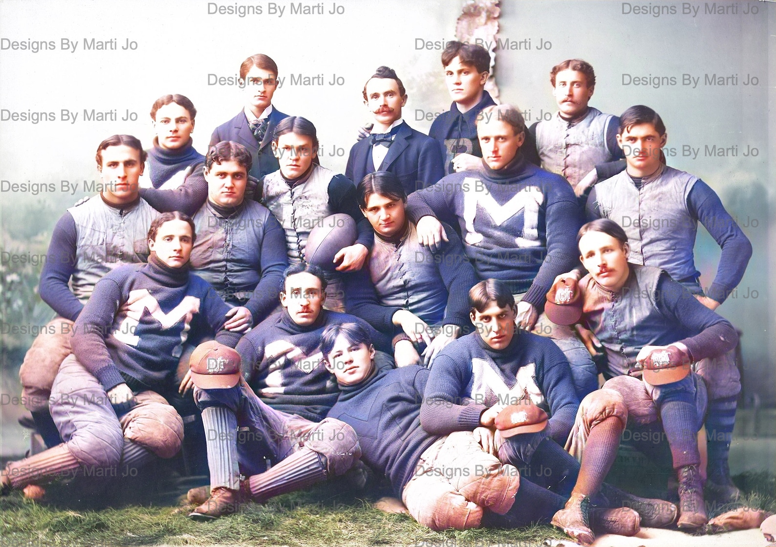 Colorized Vintage Football Team Photos 15 Printable Vintage - Etsy