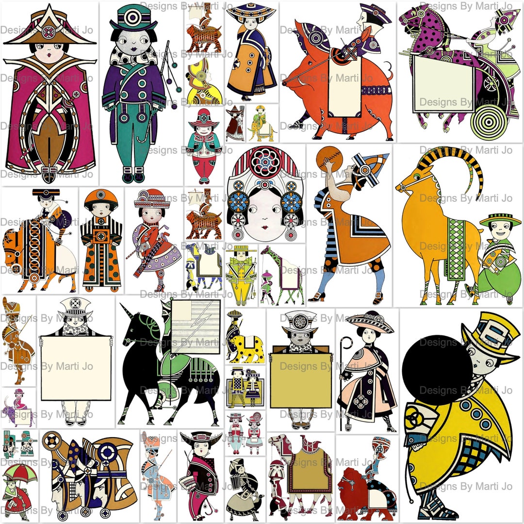 Colorful Whimsical People Clip Art | 38 Printable Fussy Cut Cute ...