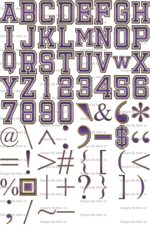 Clip Art & Image Files Numbers Symbols Printable Varsity Alphabet ...