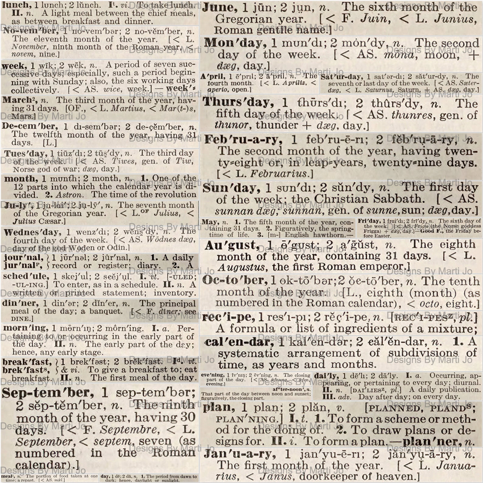 Vintage Dictionary Journal Words Set 1 35 Printable Vintage - Etsy