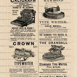 Vintage Typewriter Ads Overlays | 10 Vintage Advertisements Transparent ...