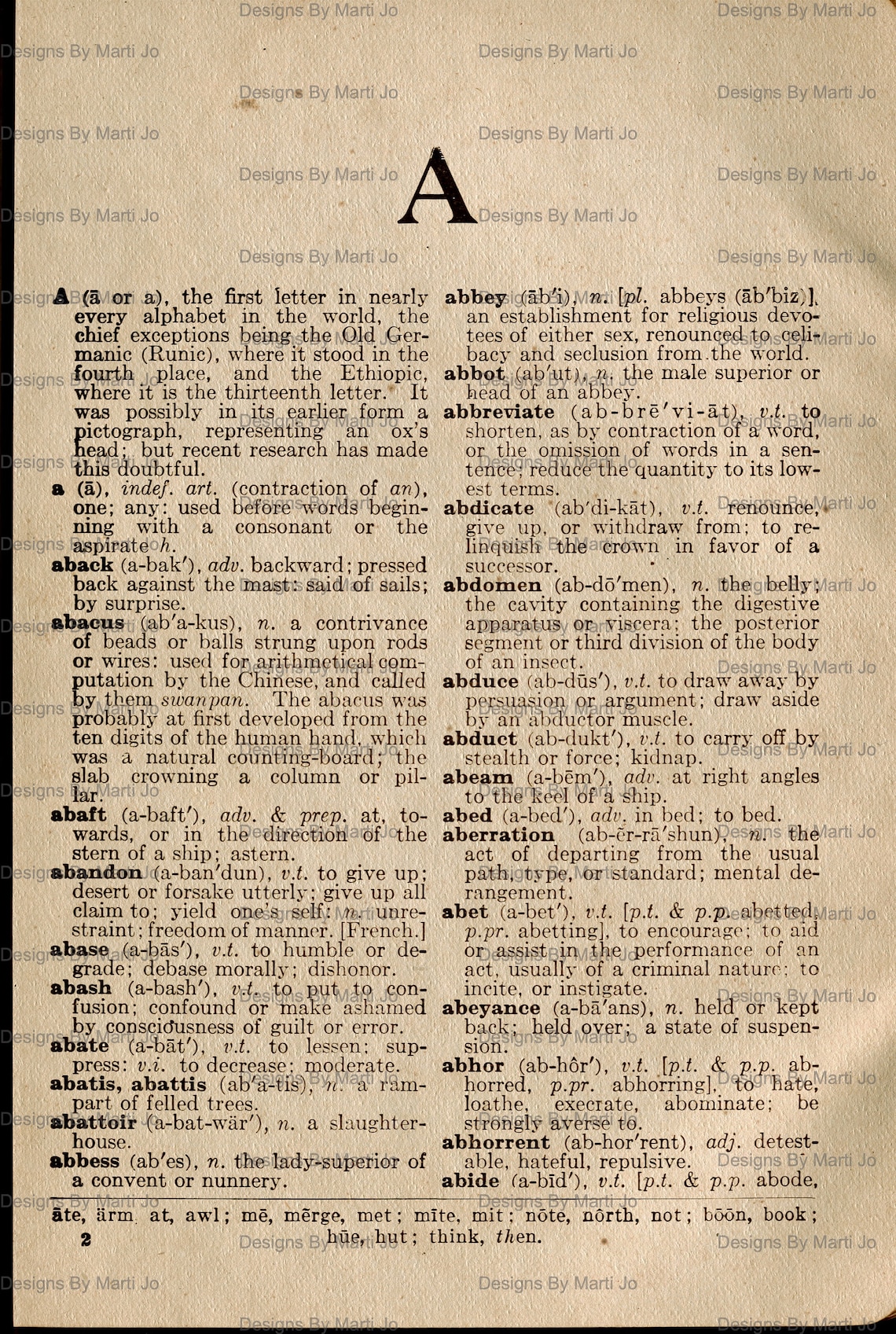 Vintage Dictionary Paper Overlay Set 26 Antique Printable - Etsy