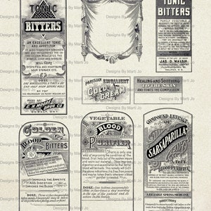 11 Vintage Apothecary Labels Transparent PNG Sheets | Printable Digital ...