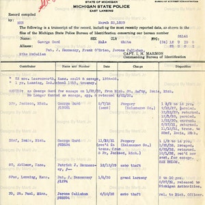 Vintage 1930's Criminal Police Report Sheets | 45 Criminal Rap Sheets ...