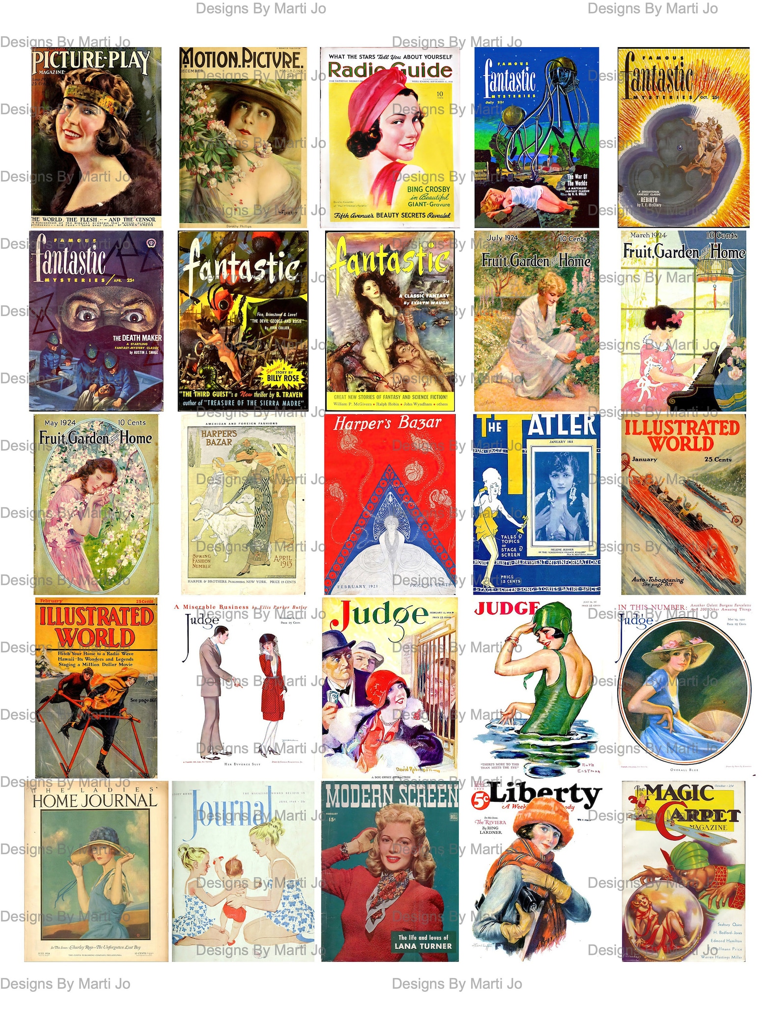 Vintage Magazine Covers 100 Old Magazine Covers on Four 8.5 X 11 Inch ...